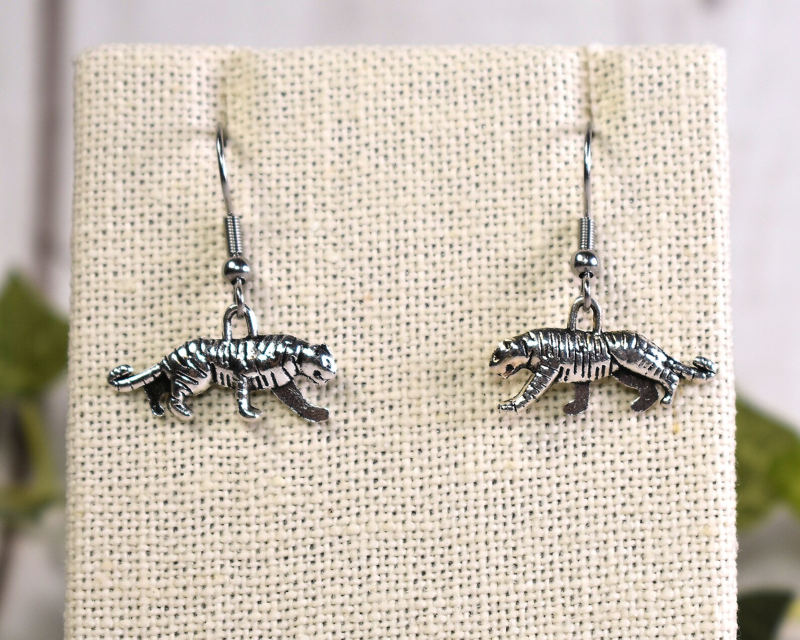 Tiger Earrings on Stainless Steel Ear Wires Hypoallergenic - Etsy
