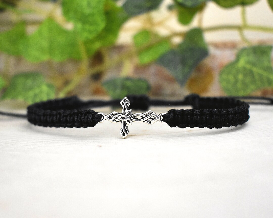 Trinity Knot Cross Bracelet for Men or Women - Adjustable Hemp Cord ...