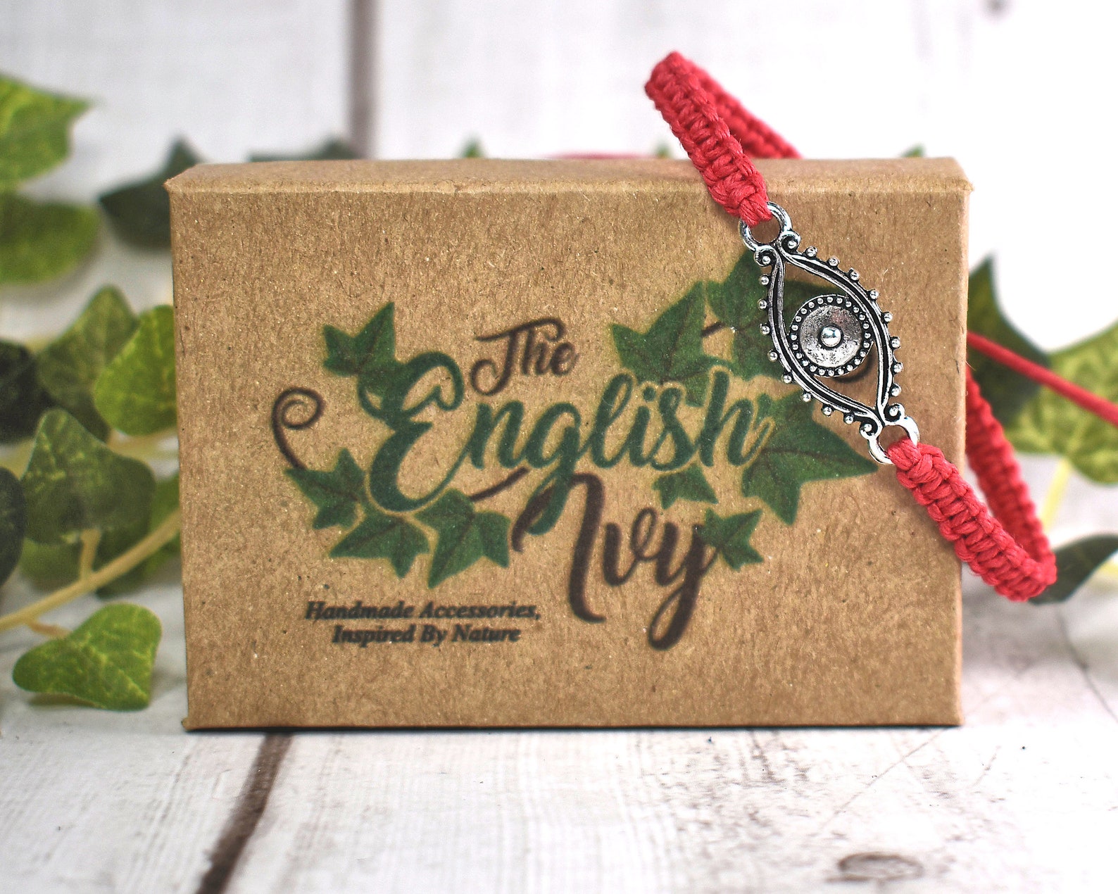 Hemp Evil Eye Bracelet - Silver Adjustable Wristband Gift for Her or ...