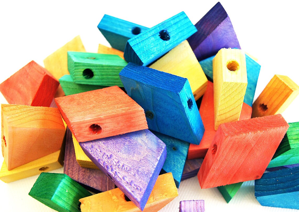 36 Large Colored Wood Wood Blocks Parrot Bird Parts - Etsy