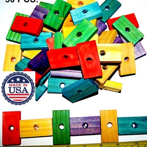 Colored 50 Pcs. Wooden Wood Blocks Bird Parrot Toys Parts Mini Macaw ...