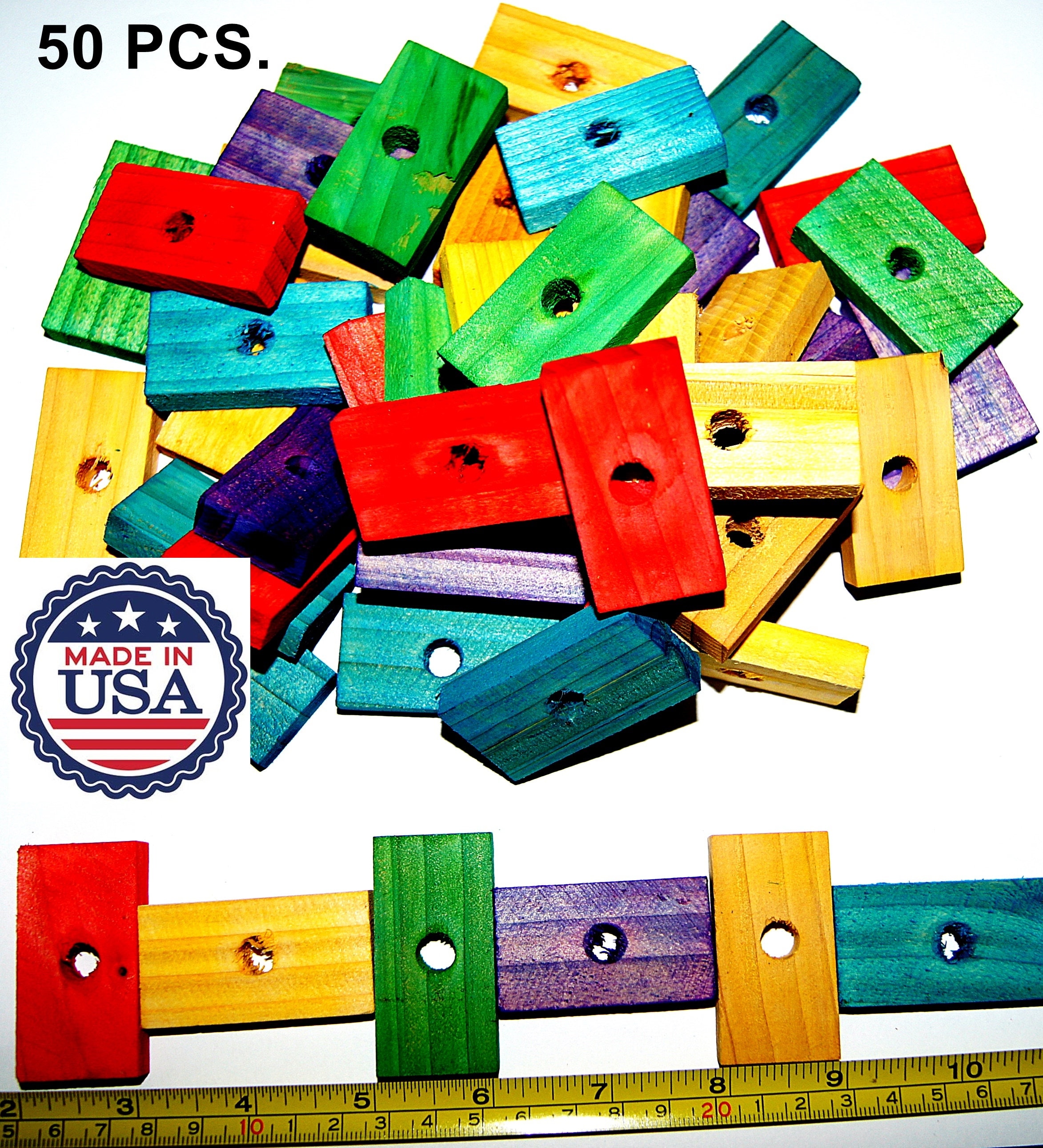 Colored 50 Pcs. Wooden Wood Blocks Bird Parrot Toys Parts Mini Macaw ...