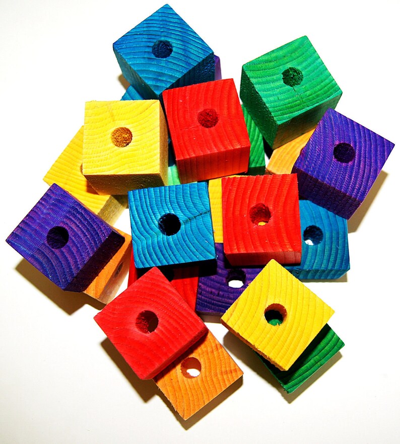 Wooden Wood Colored Large Blocks Parrot Toys Parts Macaw Cockatoo 24 ...