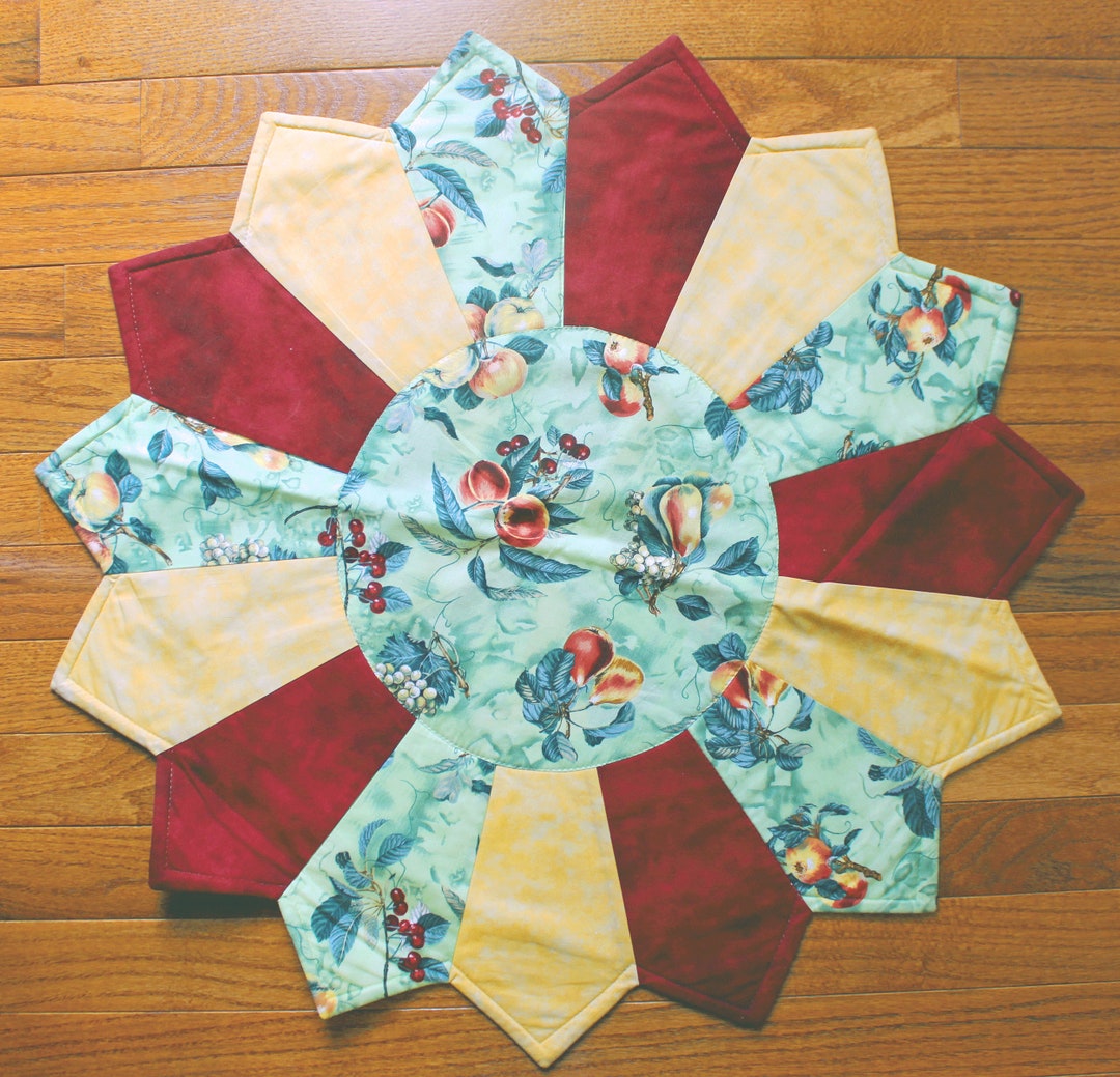 Large Quilted Centerpiece ,table Topper, Candle Mat, Trivet, Home Decor ...