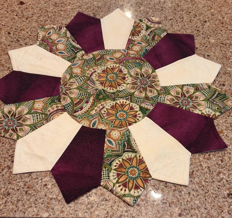 Large Quilted Centerpiece, Table Topper, Candle Mat, Trivet, Home Decor ...