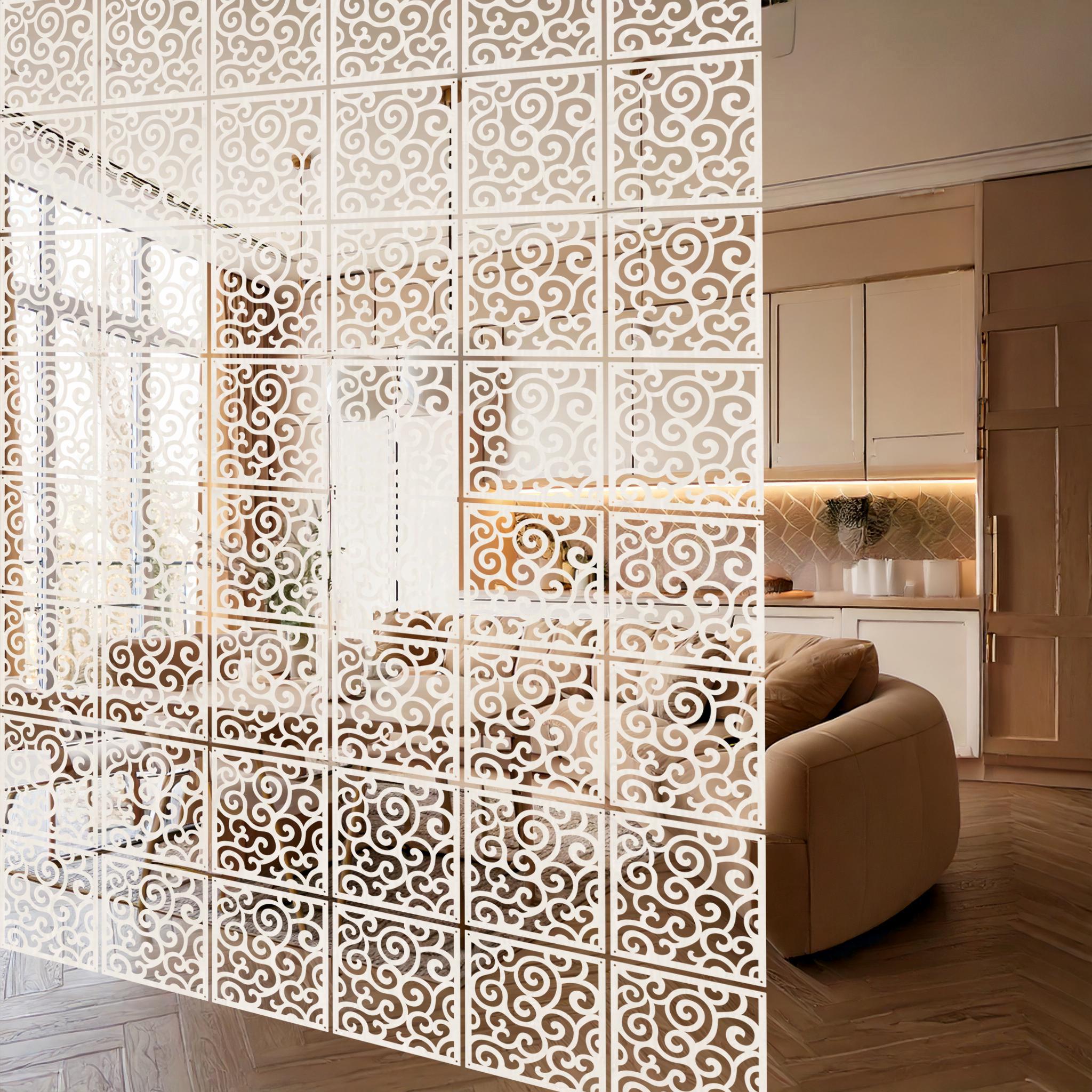 Wooden Room Partition, Modern Hanging Panels, Decorative Space Divider ...
