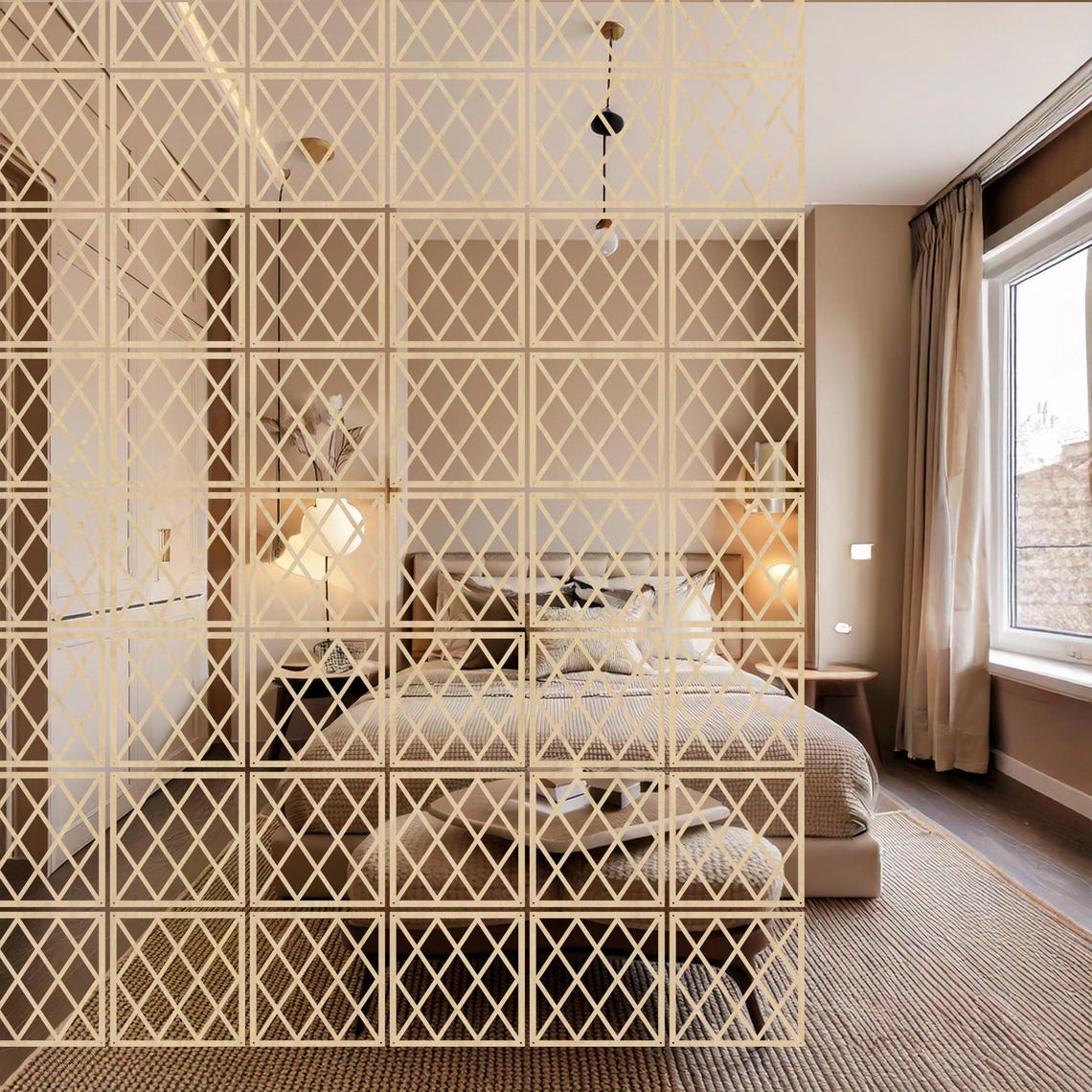 Wood Partition Panels, Modular Room Divider, Hanging Privacy Screen ...