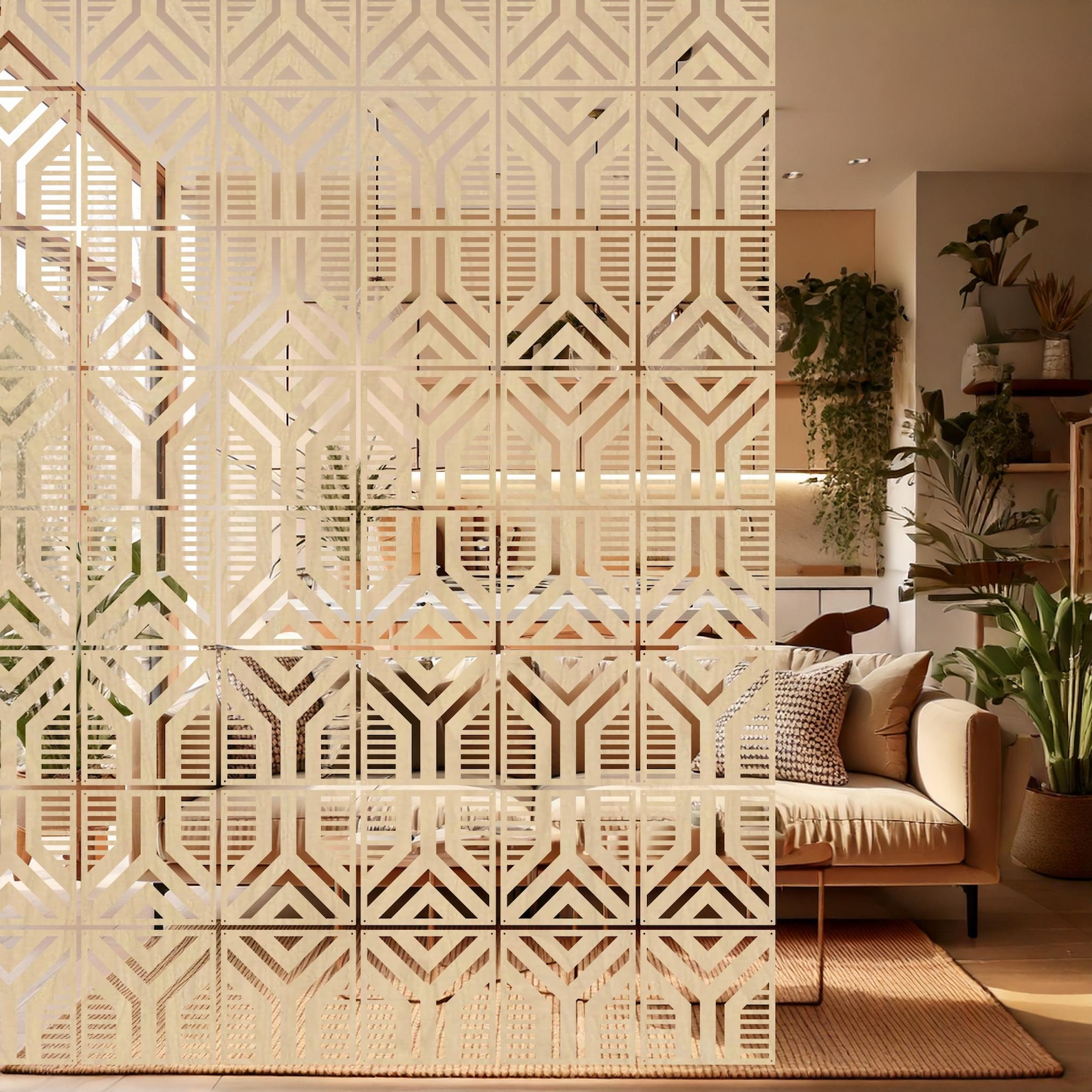 Wooden Space Divider, Hanging Wall Panels, Decorative Partition Screen ...