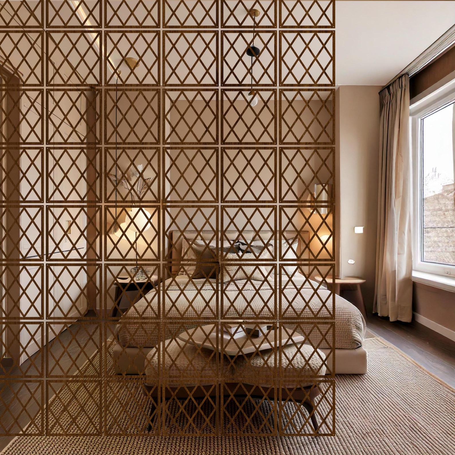 Wood Partition Panels, Modular Room Divider, Hanging Privacy Screen ...