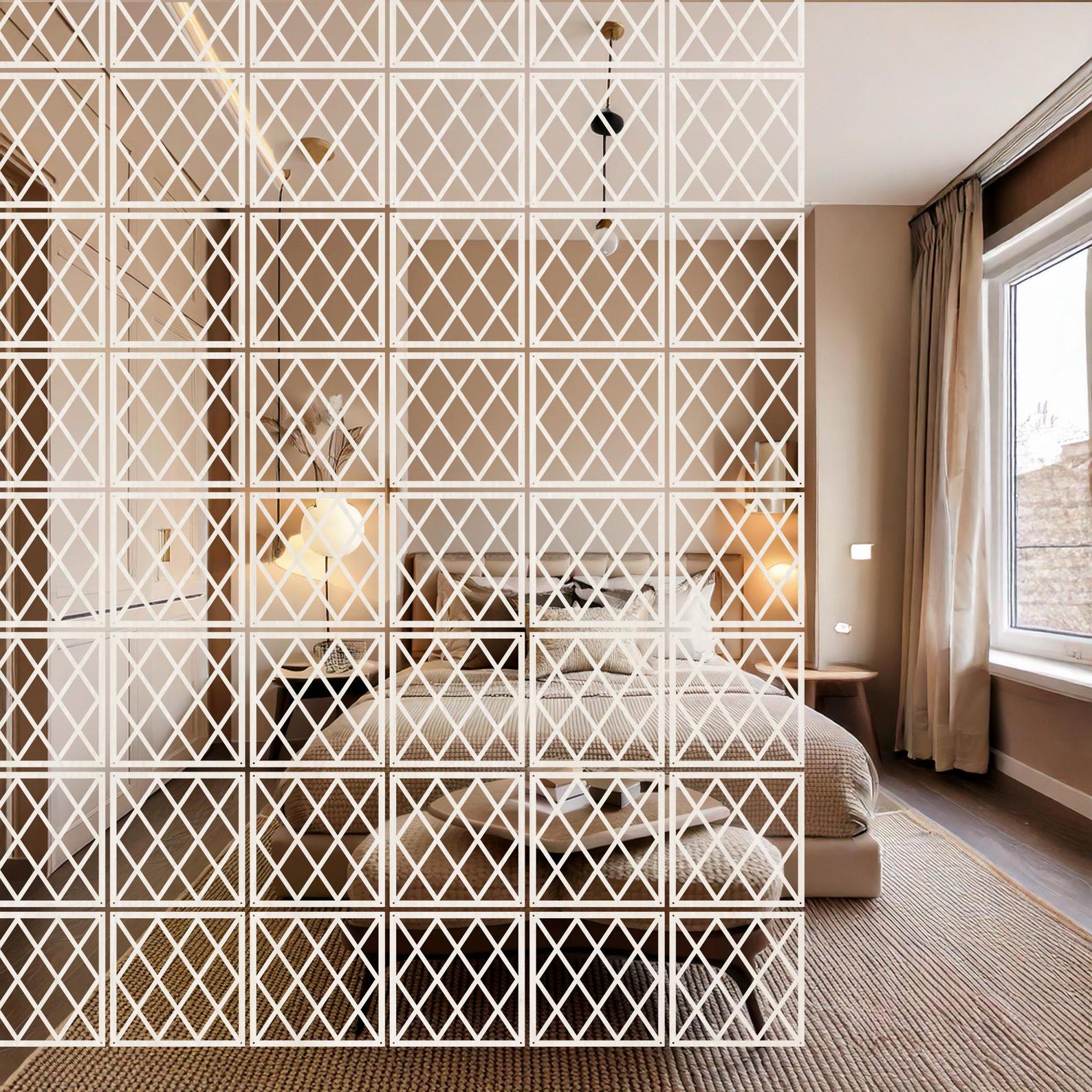 Wood Partition Panels, Modular Room Divider, Hanging Privacy Screen ...