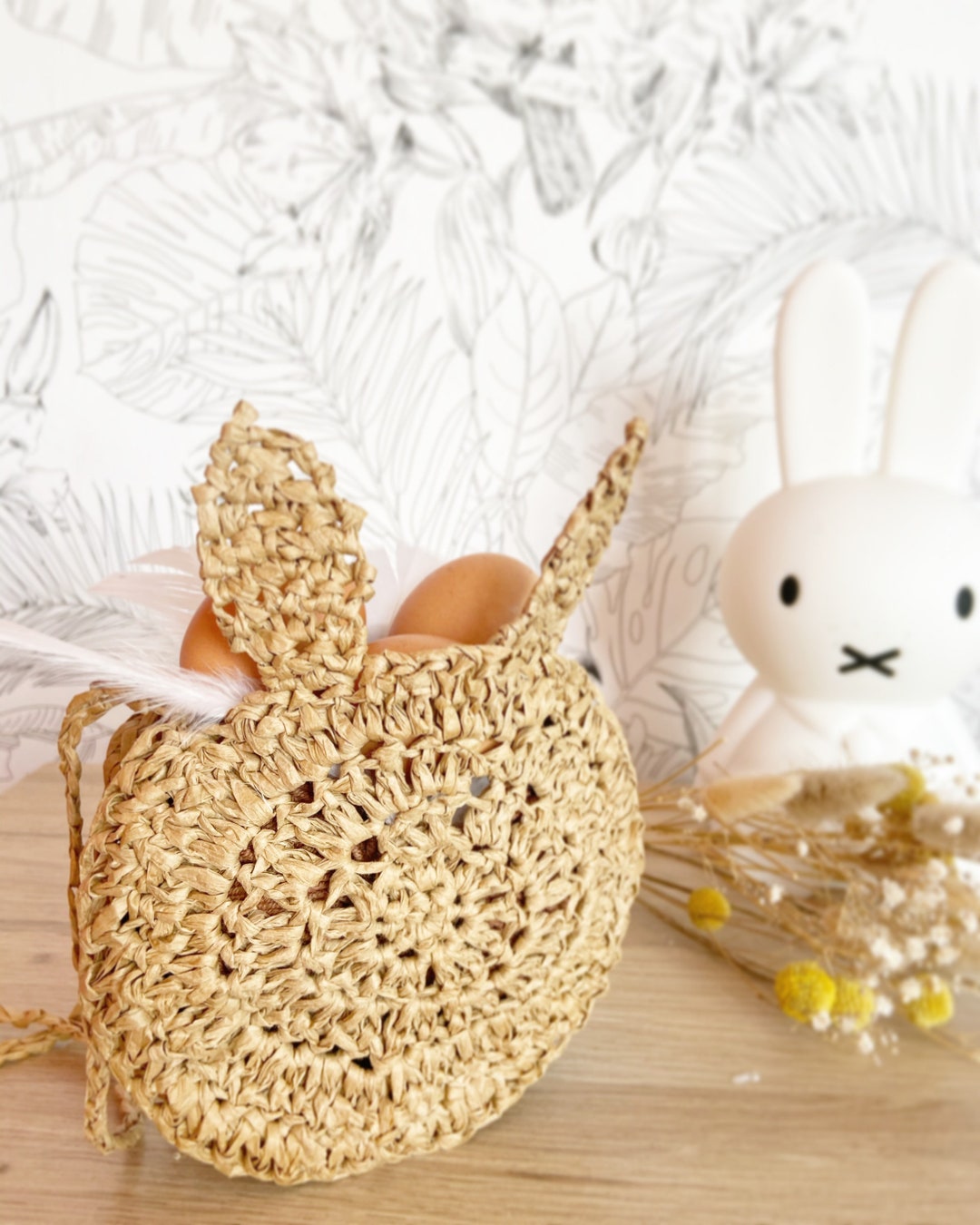 Panpan Children's Bag Raffia Shoulder Bag Easterbag Rabbit Bag - Etsy