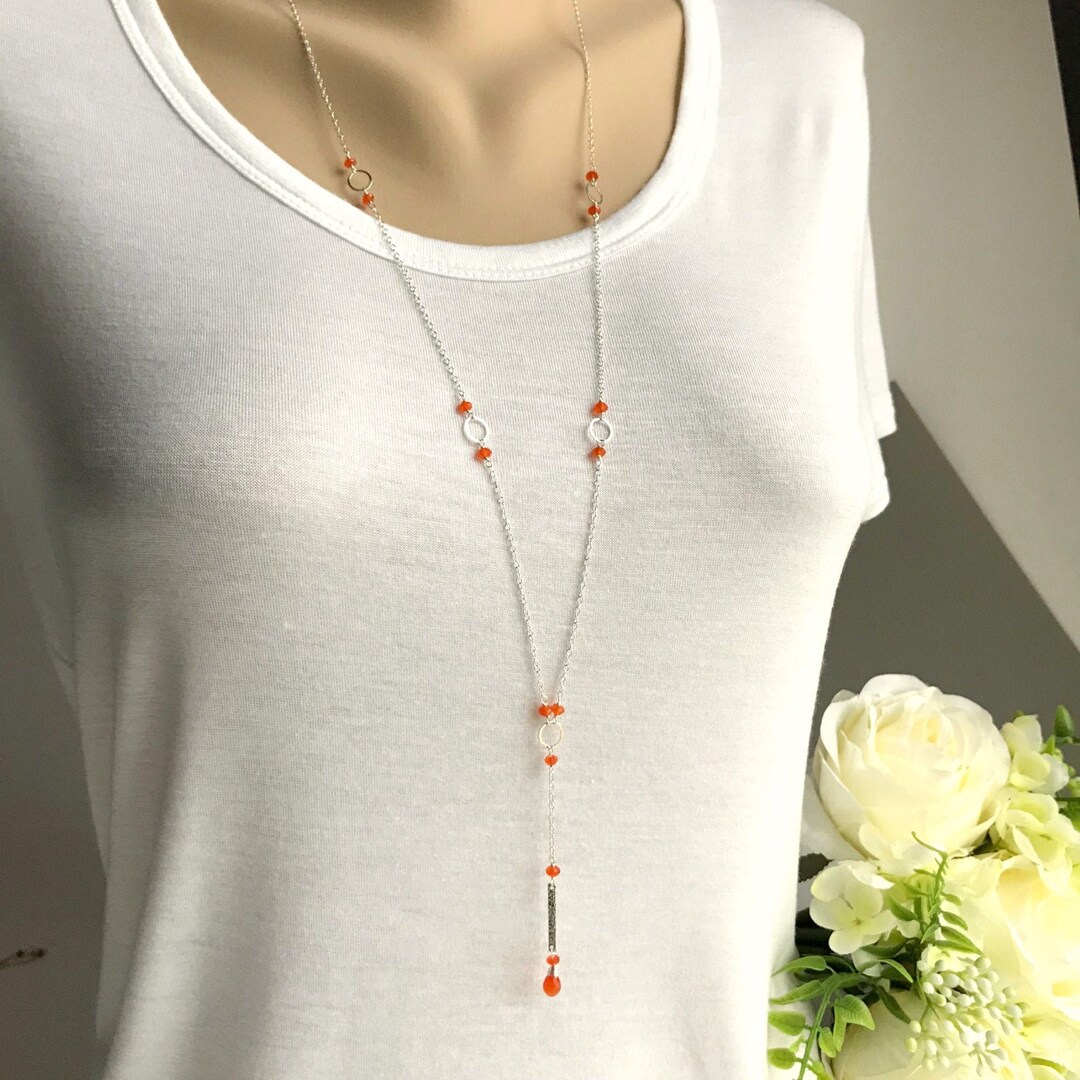 Collar Y Collar Carnelian Collar de barra Collar delicado Collar ...