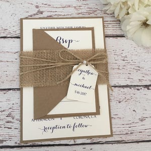 Rustic wedding invitation burlap wedding invitation kraft | Etsy