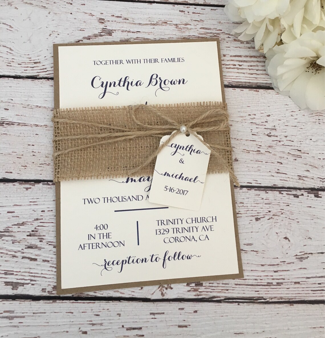 Rustic wedding invitation burlap wedding invitation kraft | Etsy