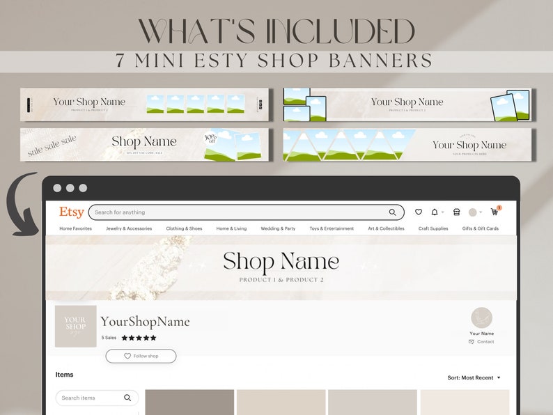Etsy Shop Banner Mockup Cards Canva Templates for a Perfect Etsy Store ...