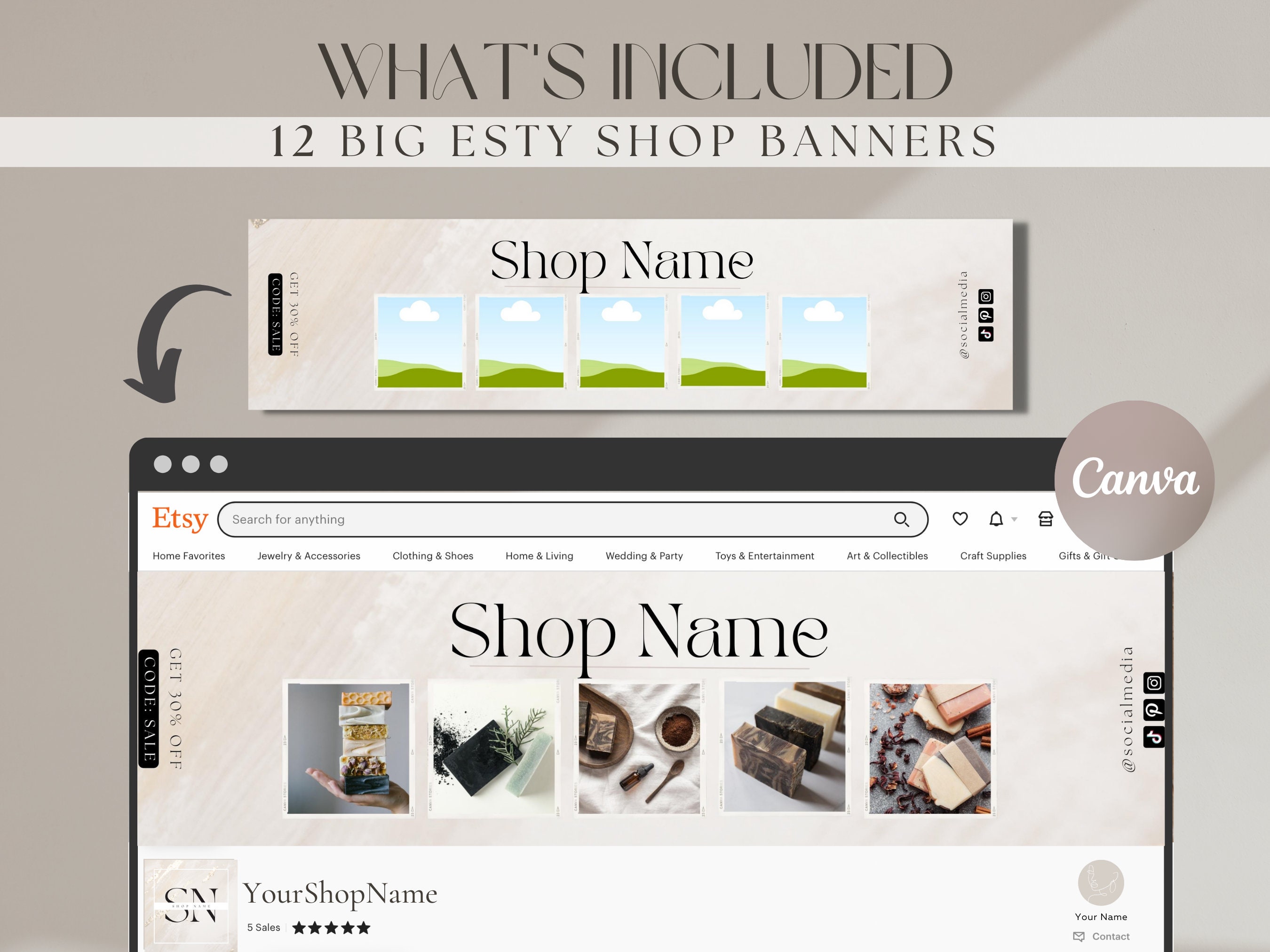 Etsy Shop Kit Aesthetic Easy Branding Etsy Store Setup 53 Canva ...