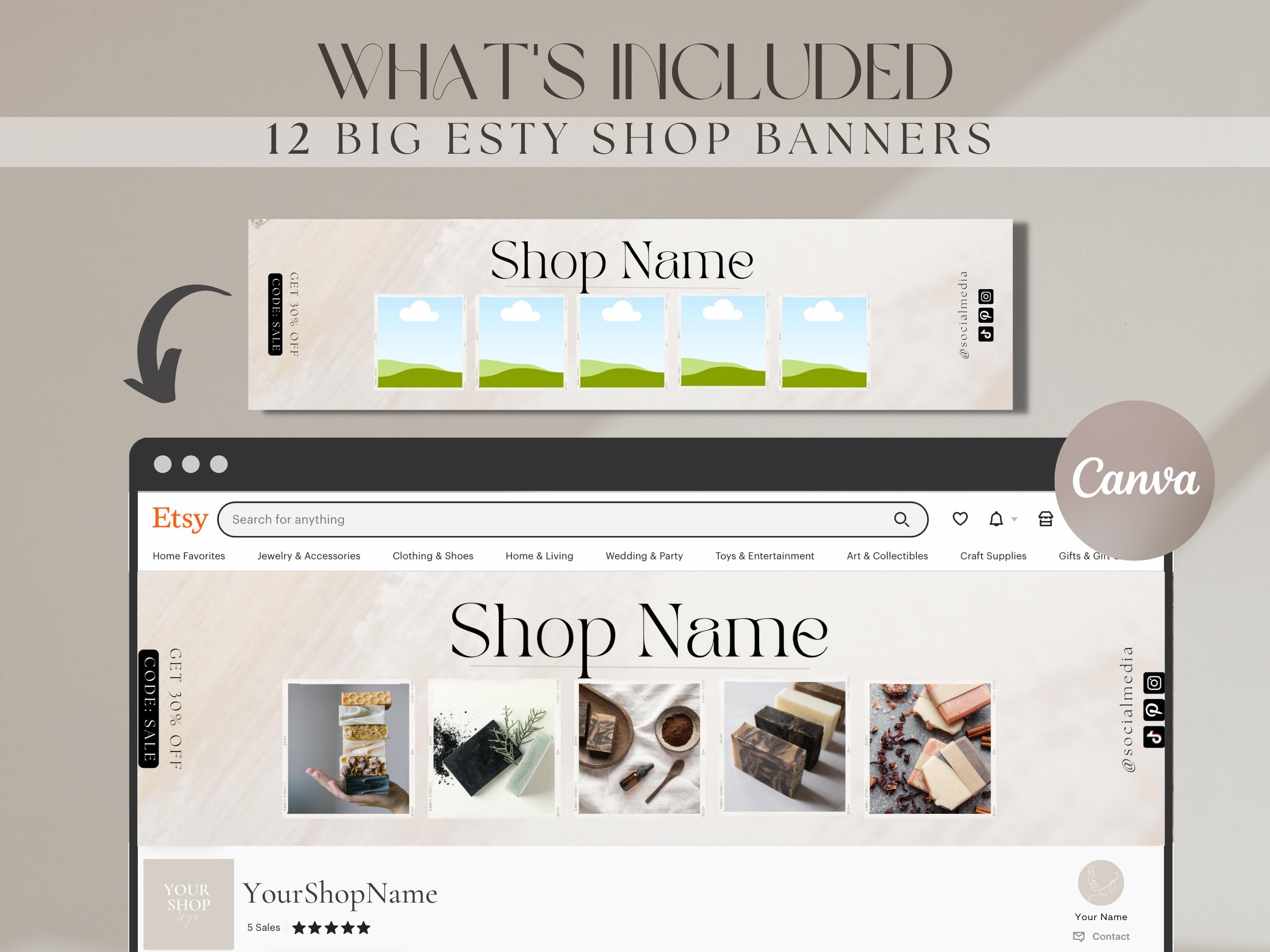 Etsy Shop Banner Mockup Cards Canva Templates for a Perfect Etsy Store ...