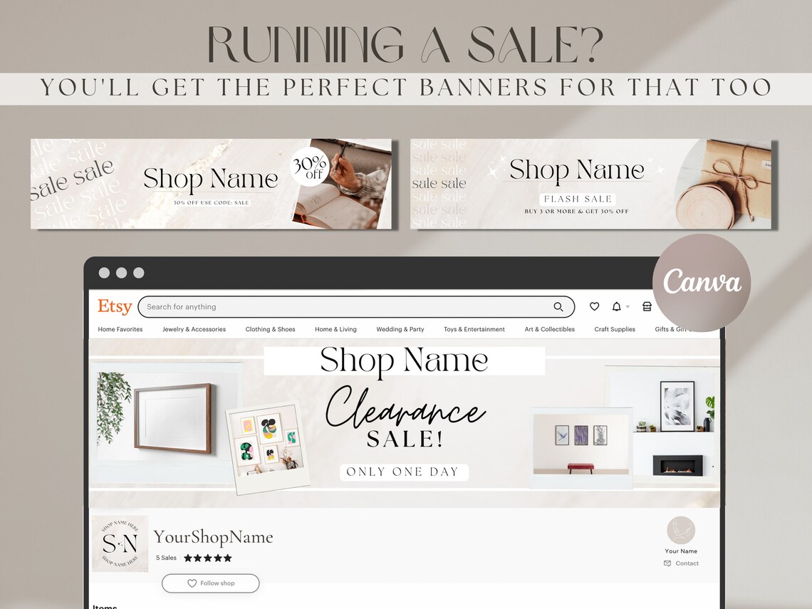 Etsy Shop Kit Aesthetic Easy Branding Etsy Store Setup 53 Canva ...