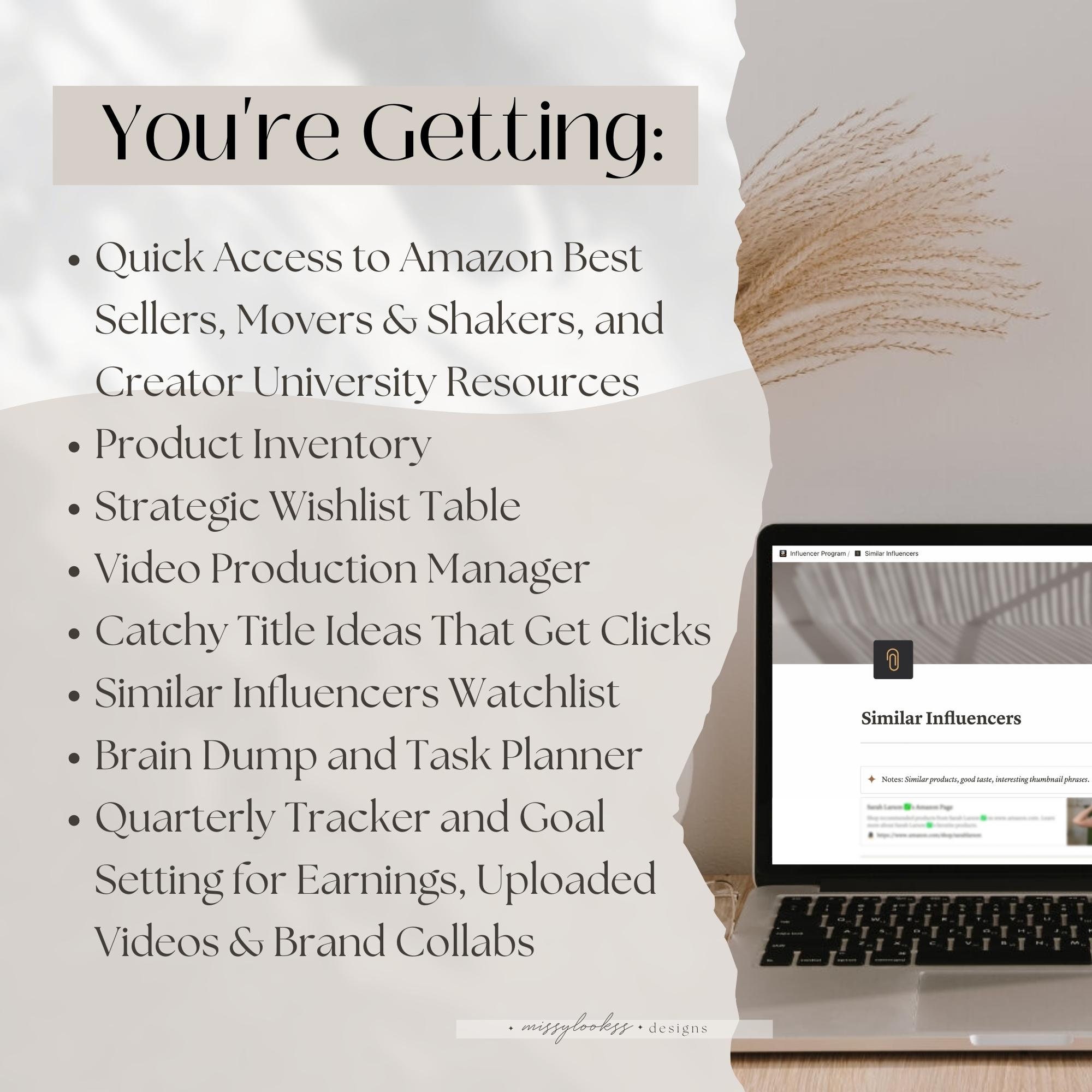 Notion Template: Amazon Influencer Suite Strategic UGC Content Planner, Goal Setting, Wishlists ...