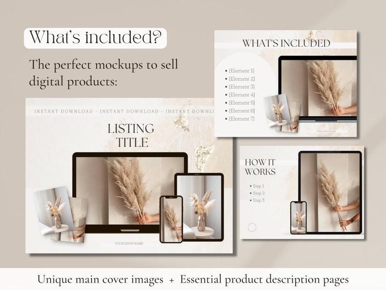 Etsy Listing Template - Etsy Listing Mockup Neutral Bundle - Includes 3 ...