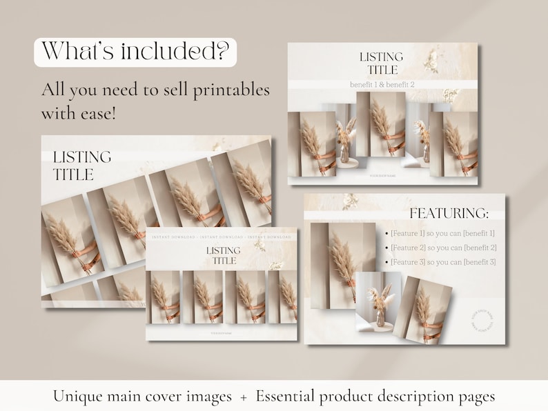 Etsy Listing Template - Etsy Listing Mockup Neutral Bundle - Includes 3 ...