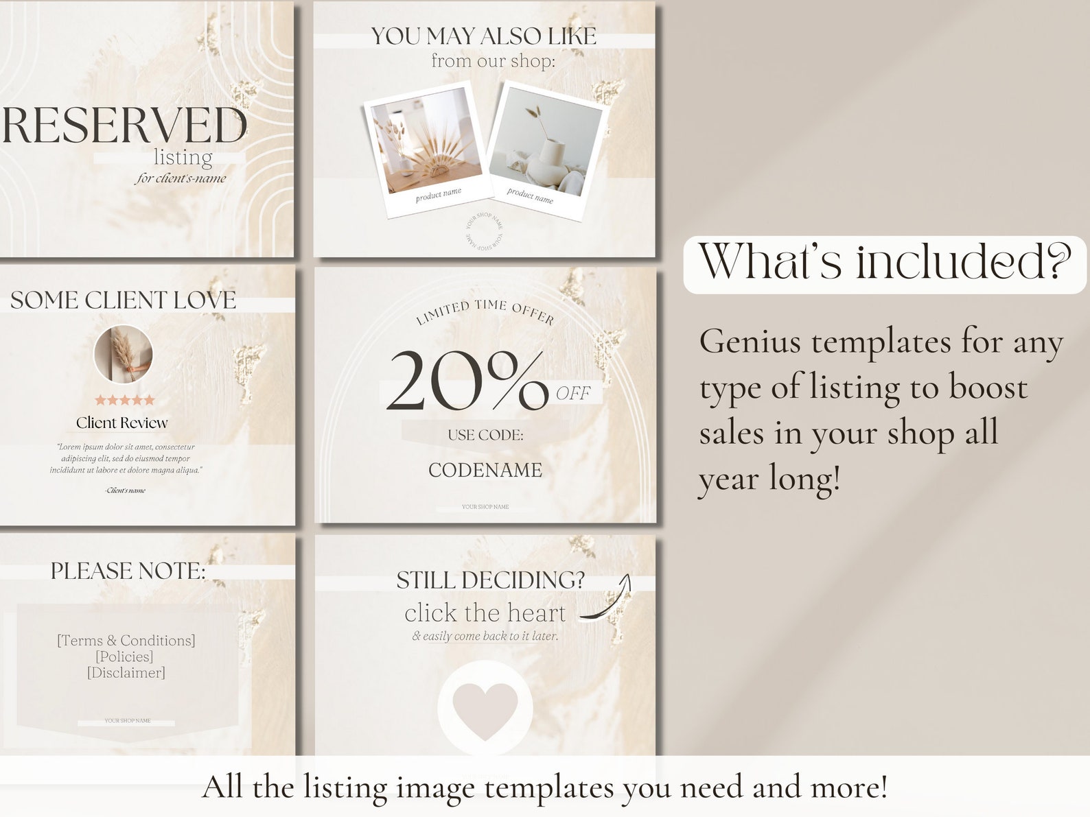 Etsy Listing Template - Etsy Listing Mockup Neutral Bundle - Includes 3 ...