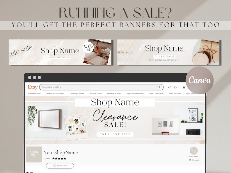 Etsy Shop Banner Mockup Cards Canva Templates for a Perfect Etsy Store ...