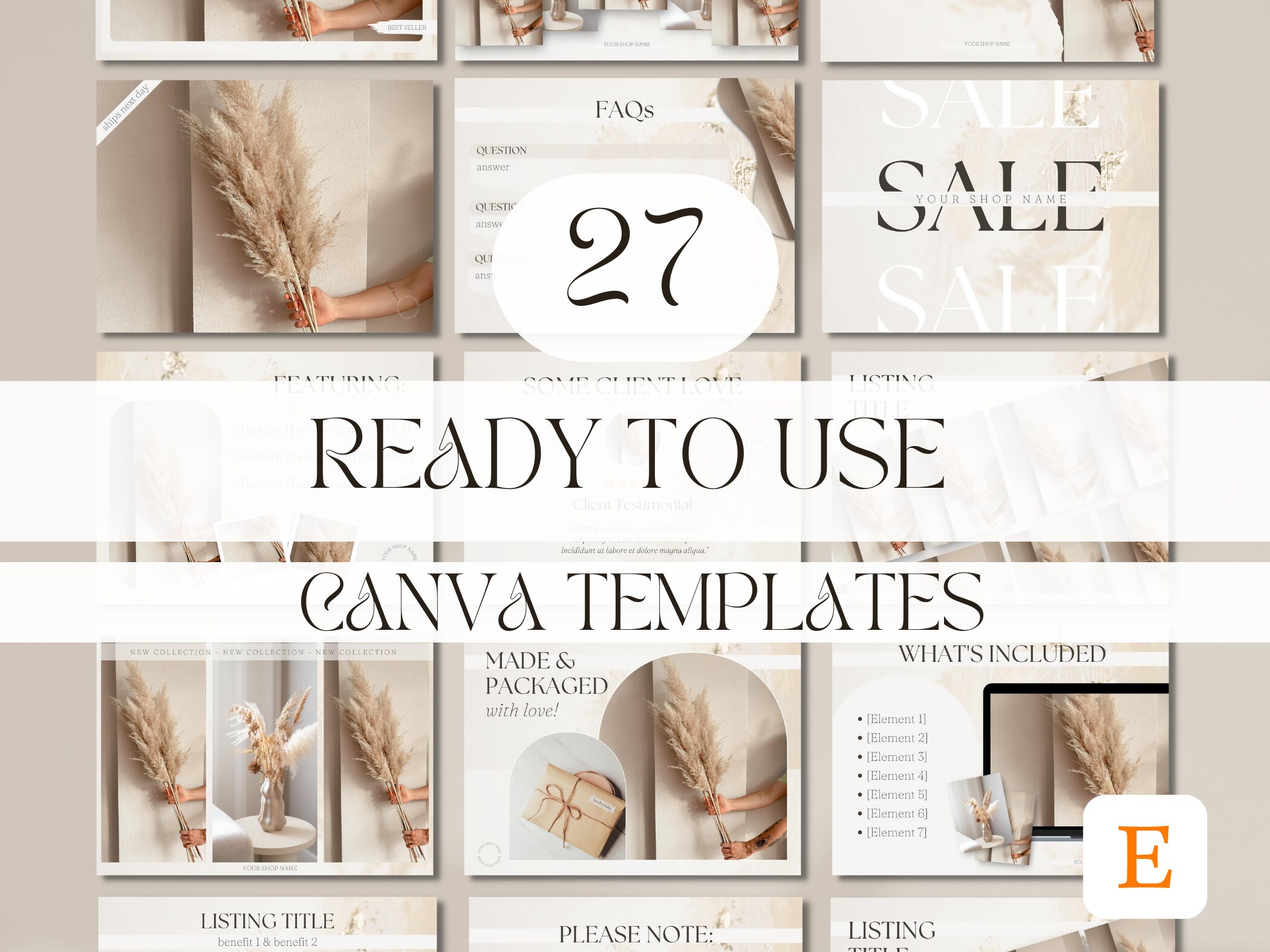 Etsy Listing Template - Etsy Listing Mockup Neutral Bundle - Includes 3 ...