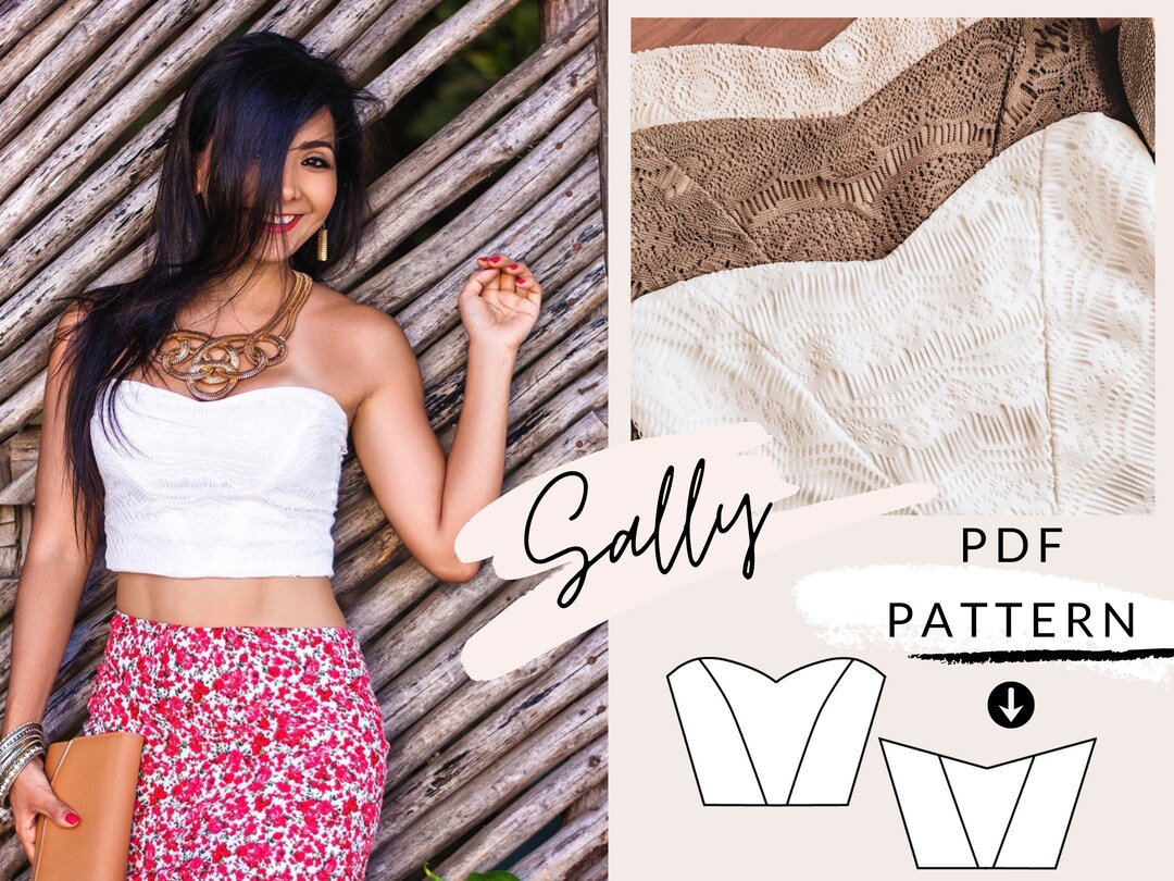 Strapless Crop Top PDF Sewing Pattern Easy DIY Lace Top - Etsy