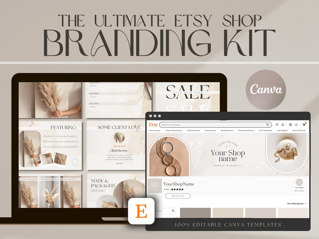 Etsy Shop Kit Aesthetic Easy Branding Etsy Store Setup 53 Canva ...
