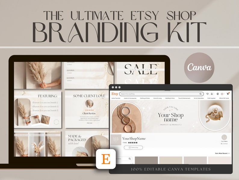 Etsy Shop Kit Aesthetic Easy Branding Etsy Store Setup 53 Canva ...
