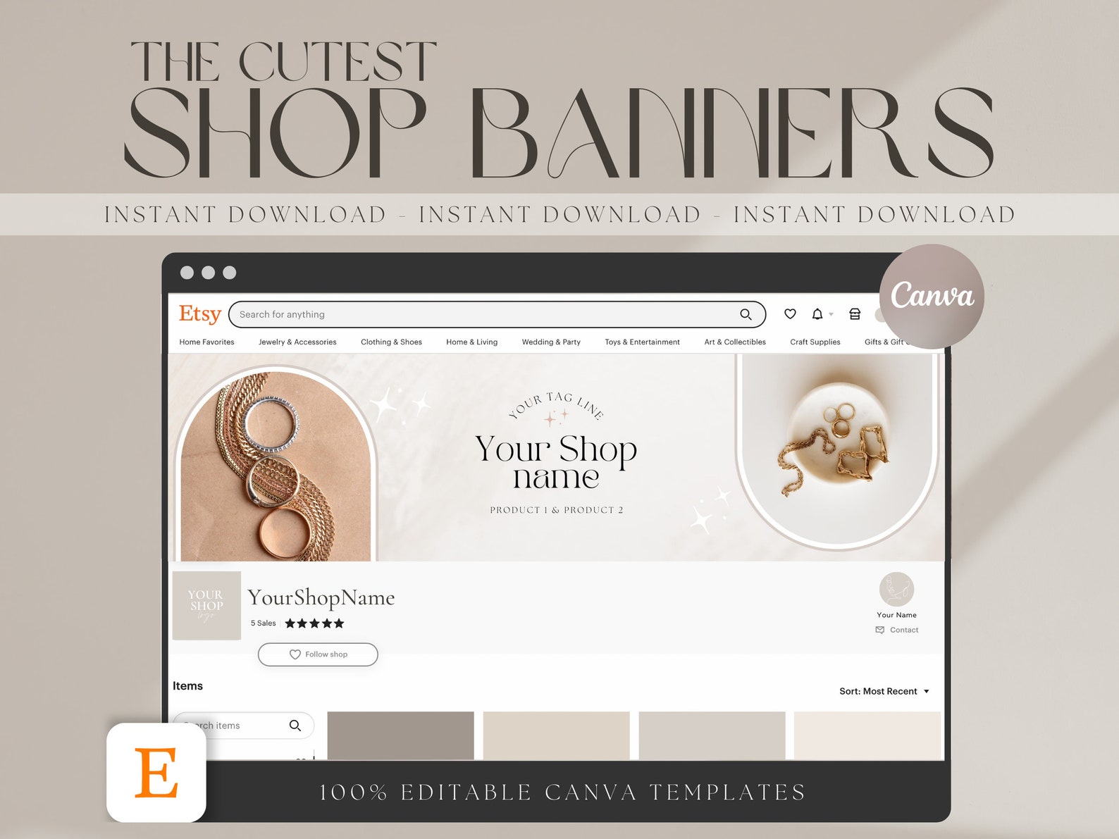 Etsy Shop Banner Mockup Cards Canva Templates for a Perfect Etsy Store ...