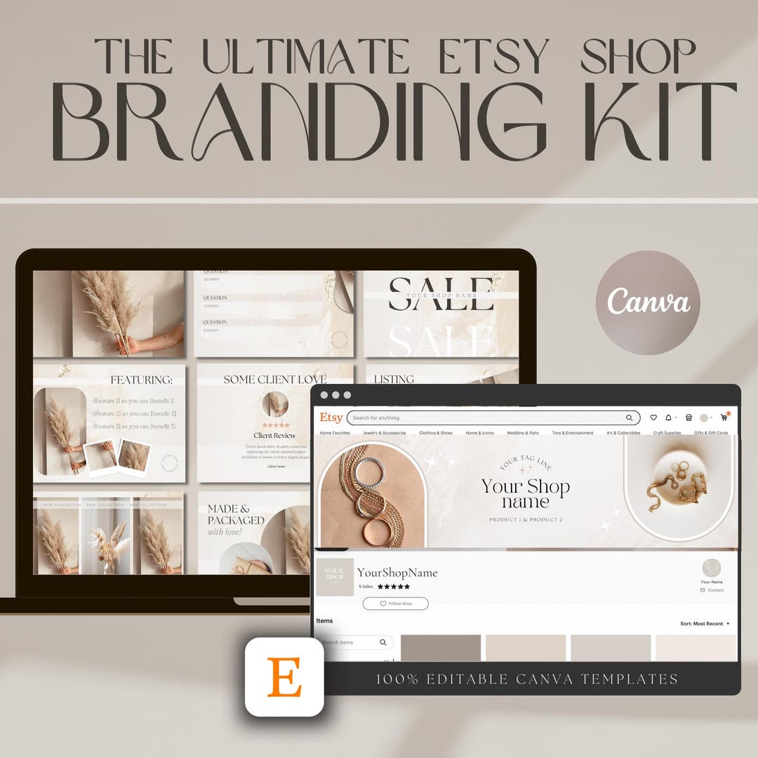 Etsy Shop Kit Aesthetic - Easy Branding Etsy Store Setup - 53 Canva ...