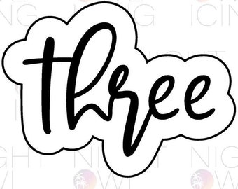 Number Three Cookie Cutter With Letter Plaque, Cutter Outline Only - Etsy