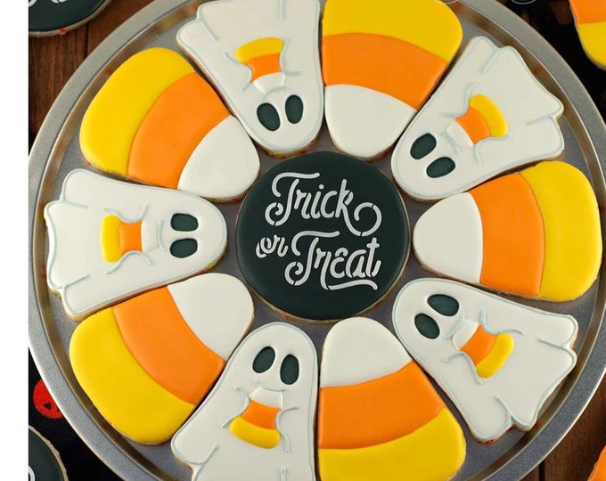 NEW Ghost Candy Corn Cookie Platter Set by Semi Sweet Designs, Ghost Cookie Platter, Candy Corn ...
