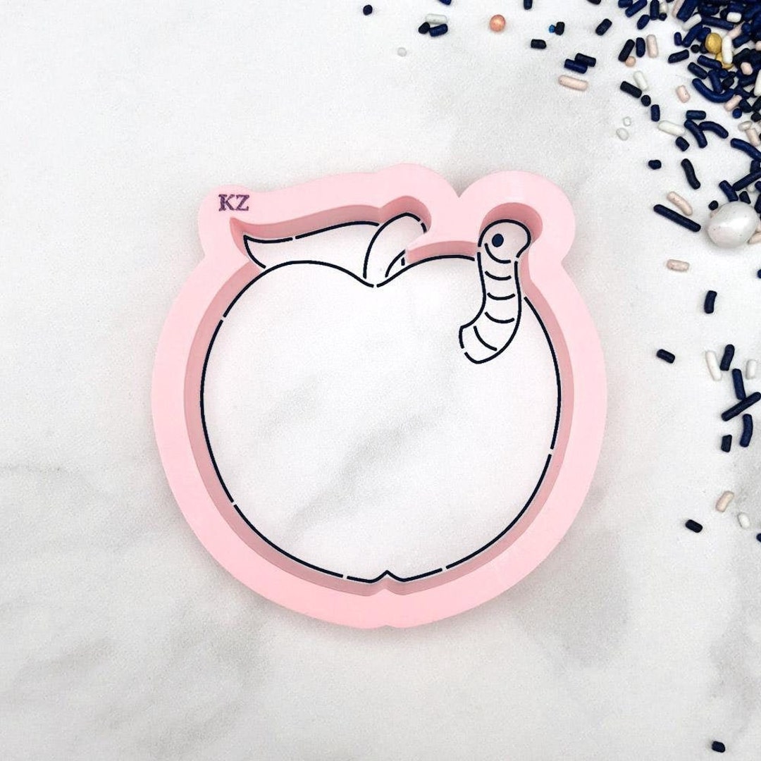 Fast Shipping!! Apple With Worm Stencil and Cookie Cutter, Apple Cookie ...