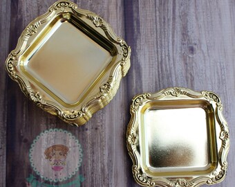 Mini Square Plates / 12 Pieces / Gold or Silver Dessert Tray / Party ...