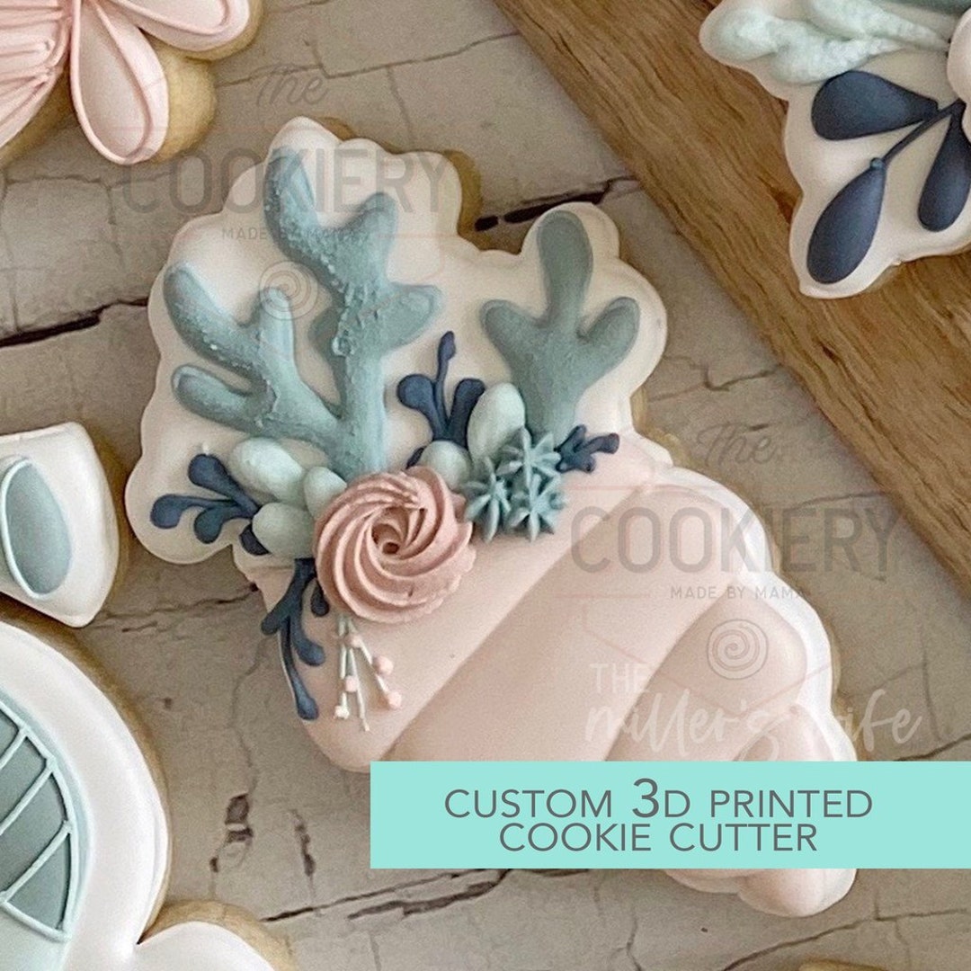 FAST SHIPPING!!! Floral Seashell Cookie Cutter, Cookie Cutter, Under ...