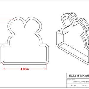 Fast Shipping!!! JL Bunny Plaque 01 Cookie Cutter, Easter Cookie Cutter ...