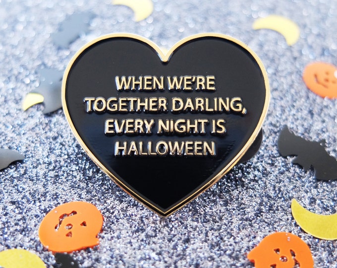 The Addams Family Halloween Heart Love Enamel Lapel Pin. Gomez Morticia ...