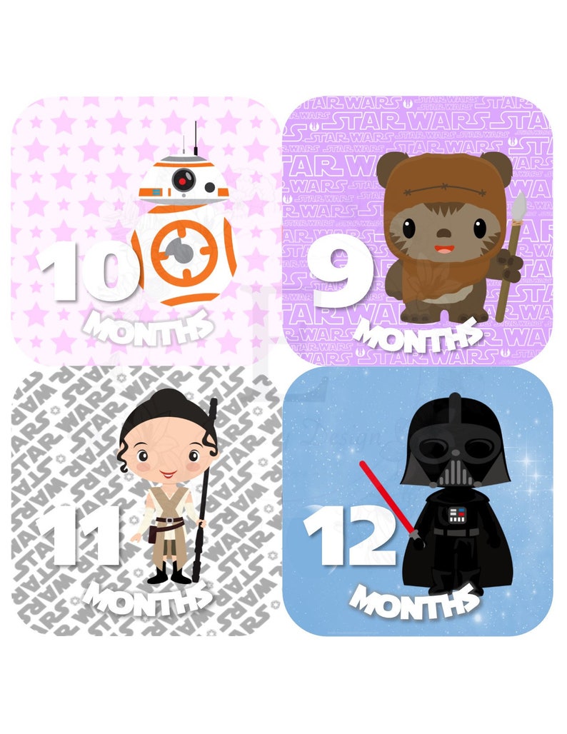 Star Wars Month Stickers Baby girl Monthly stickers Baby | Etsy