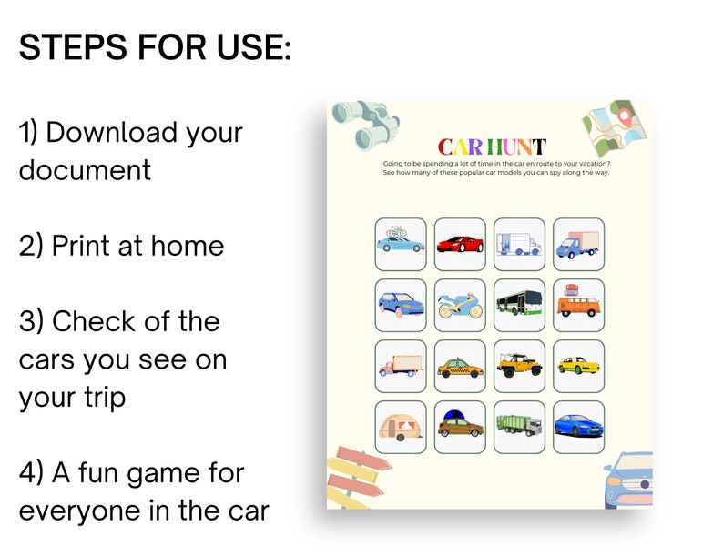 Road Trip Car Scavenger Hunt Printable Game Travel Kid Game - Etsy Canada