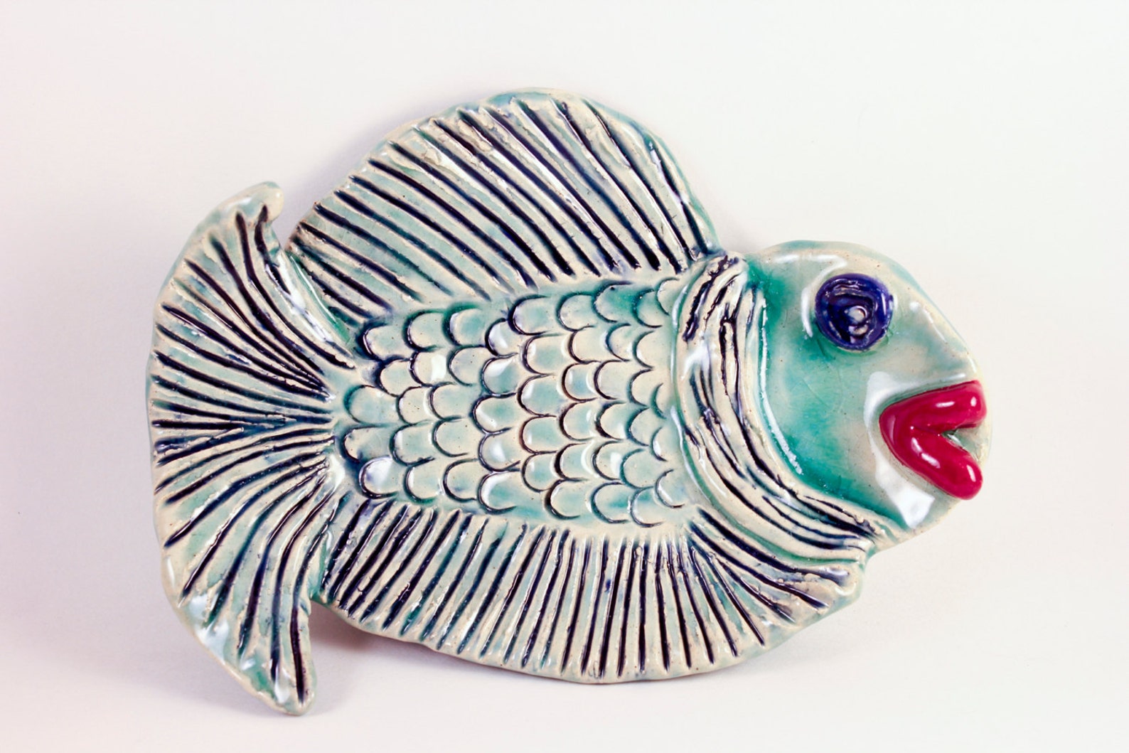 Ceramic Fish Dish Spoon Rest / Sushi Dish /soap Dish / Bath Decor, Aqua ...