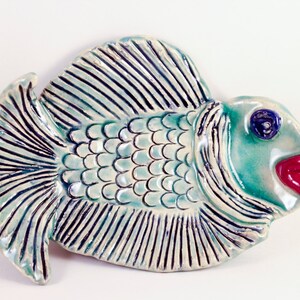 Ceramic Fish Dish Spoon Rest / Sushi Dish /soap Dish / Bath Decor, Aqua ...