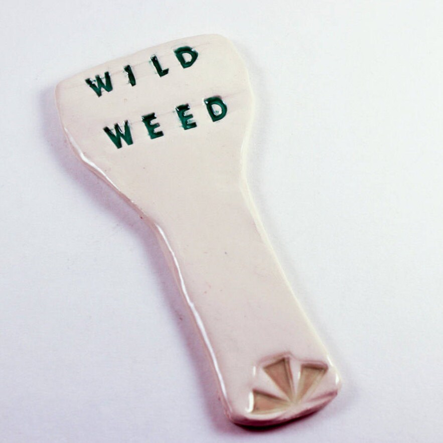 Weed Plant Stake / Garden Stake Whimsical One-of-a-kind - Etsy