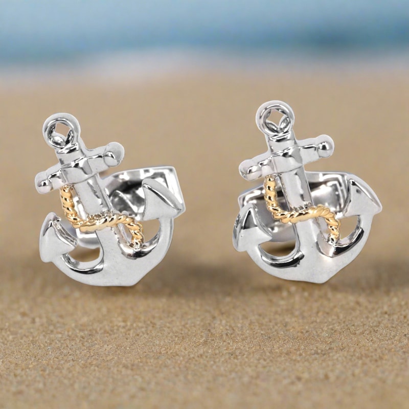 Anchor Cufflinks Gold - Etsy