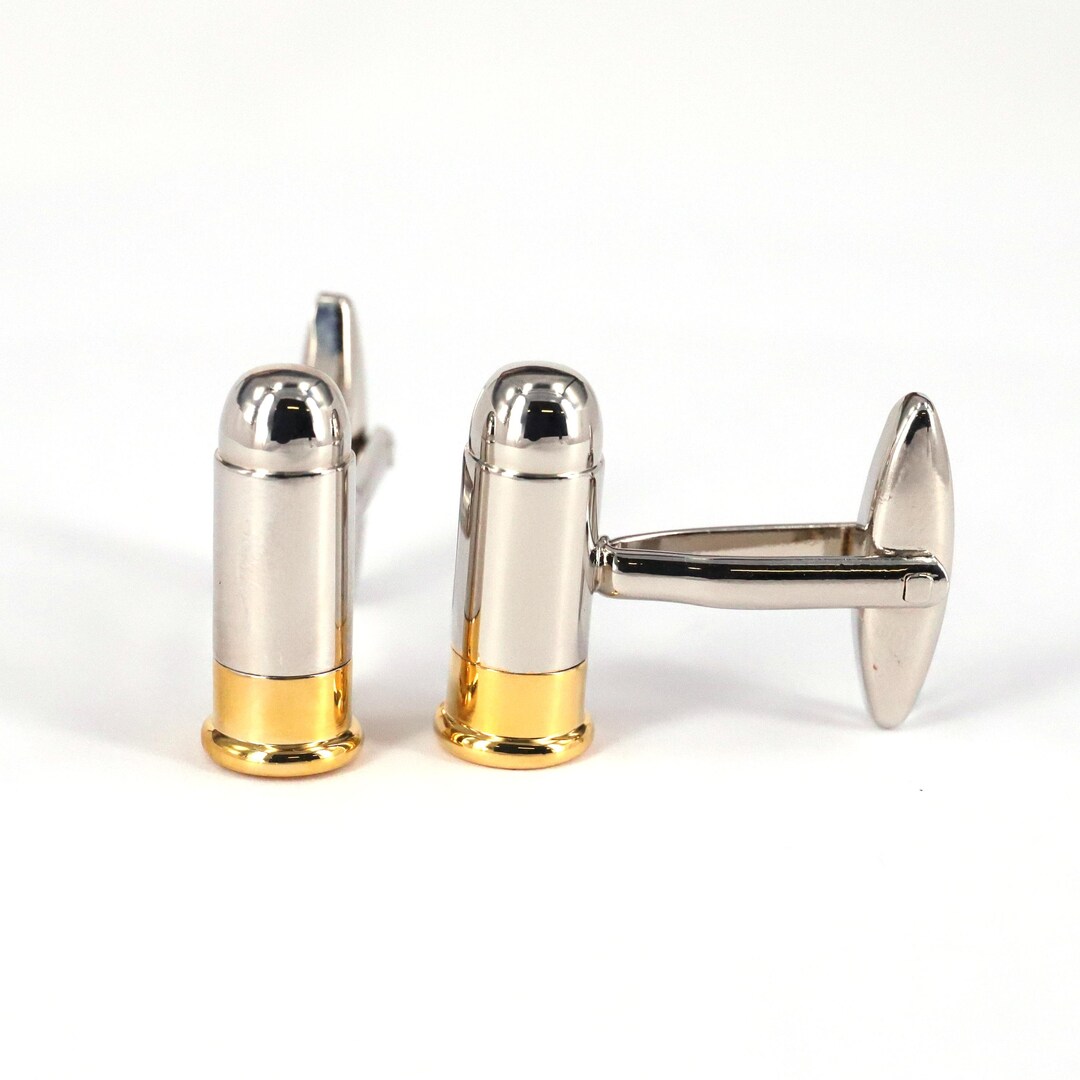 Silver Rifle Bullet Cufflinks With Rose Gold Tip - Etsy