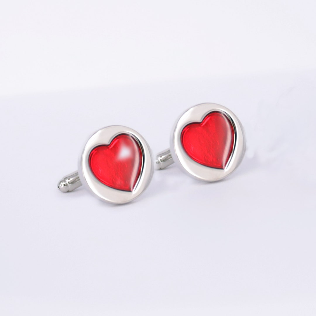 Red Heart Cufflinks - Etsy