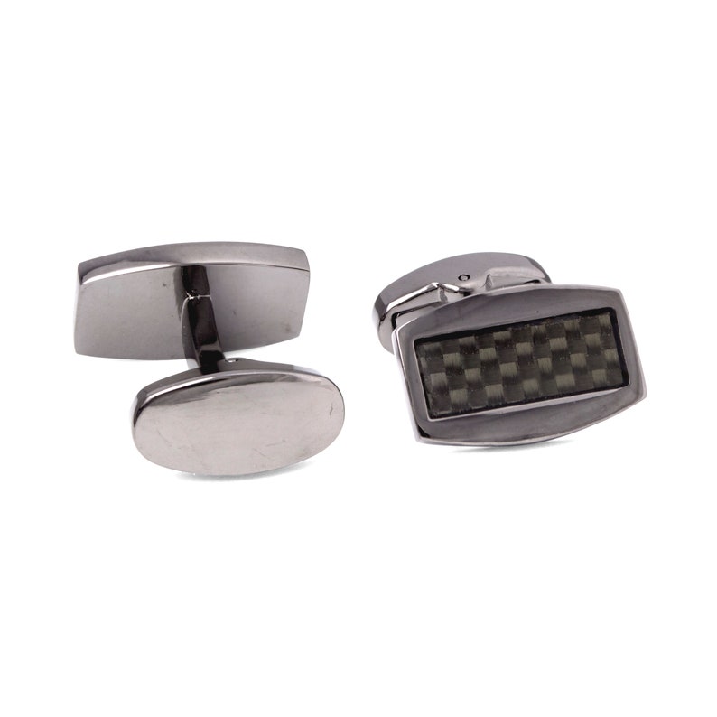 Carbon Fiber in Gunmetal Rectangle Cufflinks - Etsy