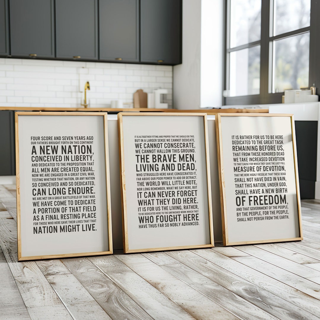 The Gettysburg Address Print, Abraham Lincoln Speech, Historical Wall ...